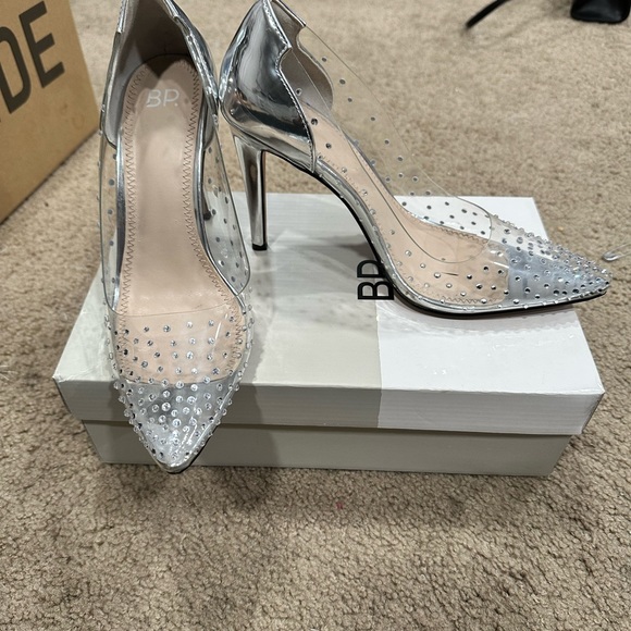bp | Shoes | Bp Jennie Clear Stud Pointed Toe Pump In Silver Metallic ...